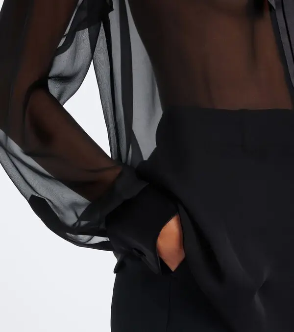 Dolce & Gabbana Sheer Tie-neck Silk Chiffon Blouse