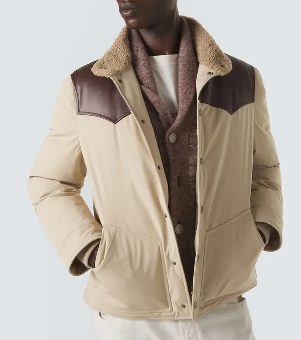 Brunello Cucinelli Leather-trimmed Down Jacket