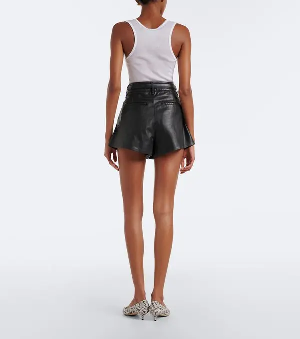 FRAME Pleated Leather Shorts