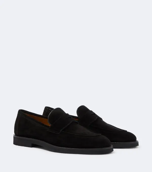 Magnanni Cervan Suede Penny Loafers - Black