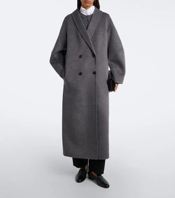 LISA YANG Double-breasted Wool And Cashmere Coat - Grey