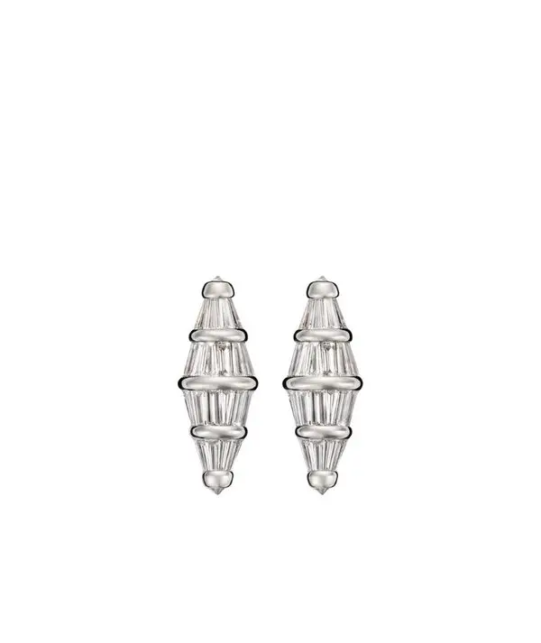 Nikos Koulis Spectrum Large 18kt White Gold Earrings With Diamonds - Silver