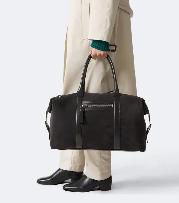TOM FORD Buckley Leather-trimmed Suede Duffel Bag