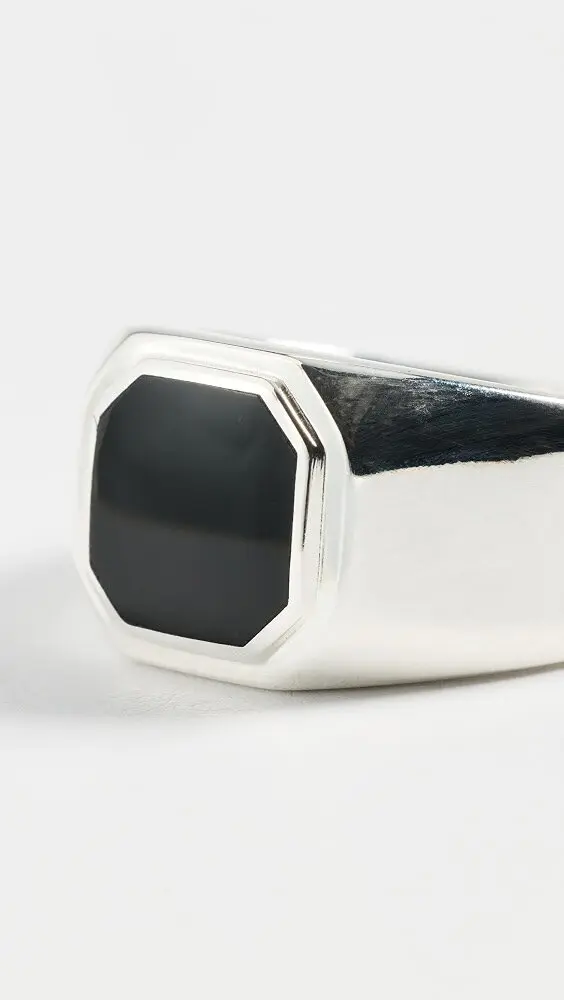 Shinola Onyx Octagonal Inlay Signet Ring