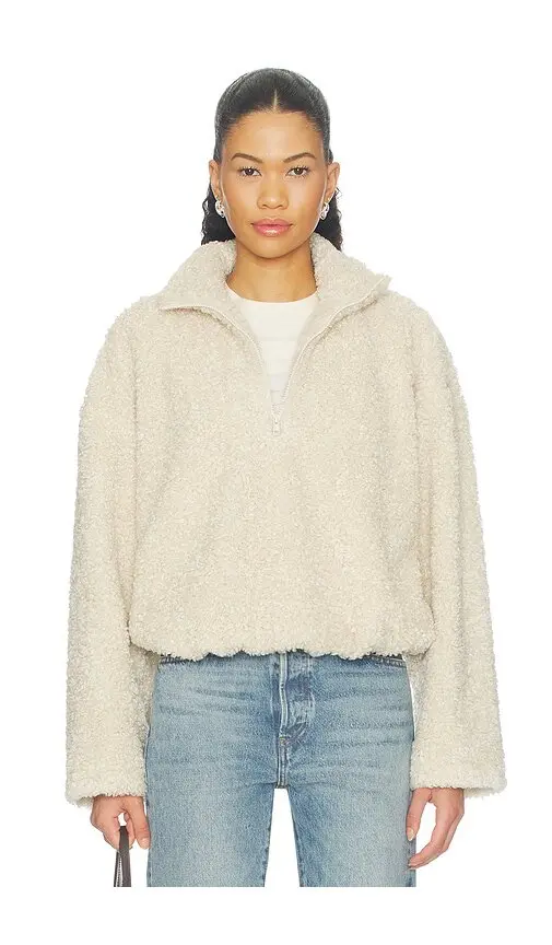LOVERS AND FRIENDS Mikaela Half Zip Pullover In Beige