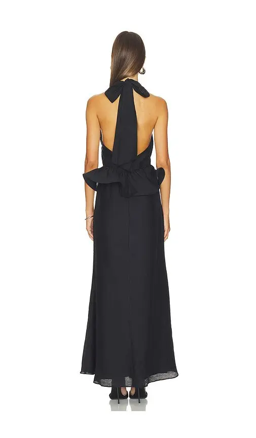 ELLIATT Fiorina Halter Neck Peplum Gown - Black