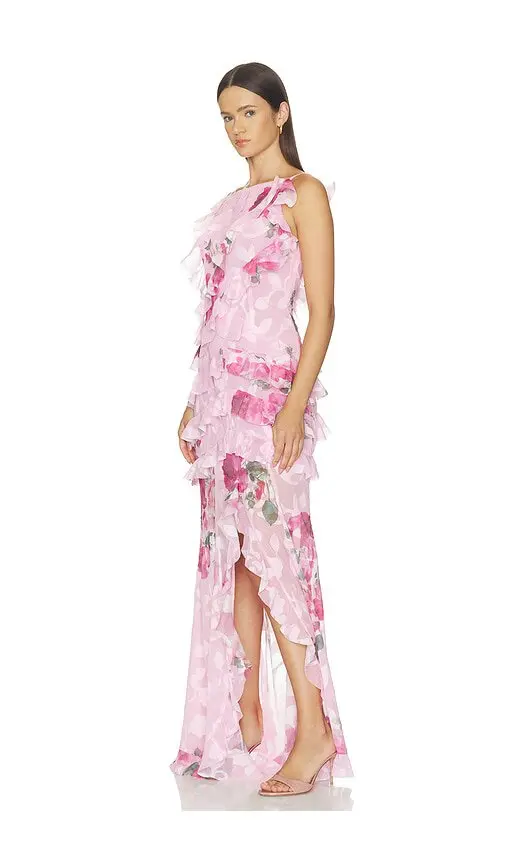ELLIATT Eleanora Sleeveless Ruffle Gown In Pink