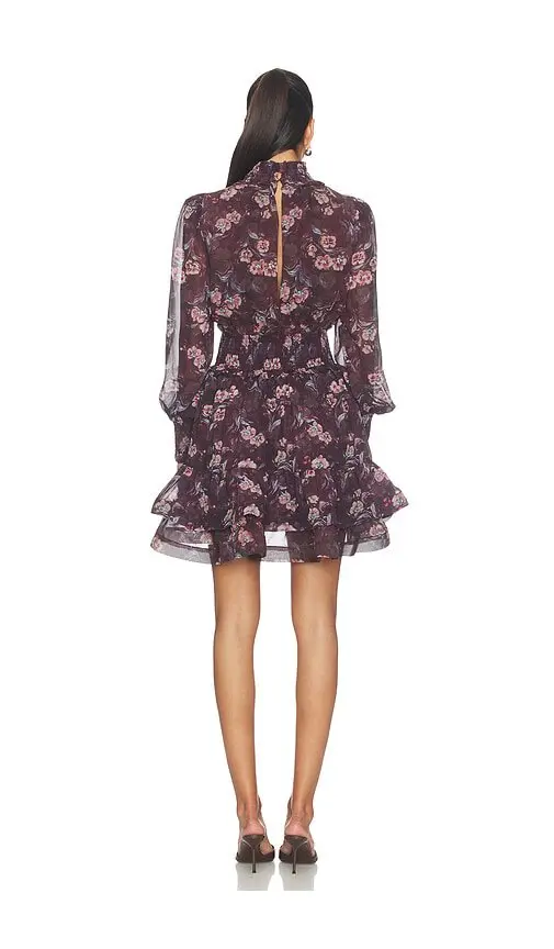 ELLIATT Rosaria Long Sleeves With High Neck Mini Dress In Purple