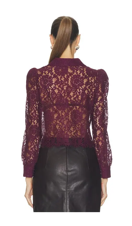 L'Agence Anita Lace Button Up In Burgundy