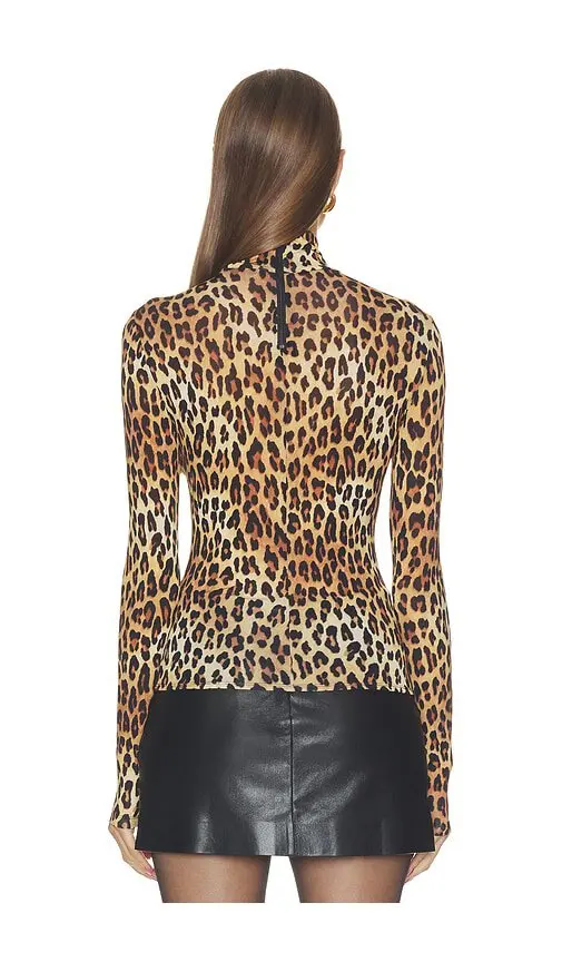 Alice + Olivia Delaina Longsleeve Turtleneck Top In Brown