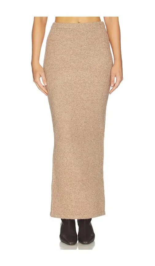 ALL THE WAYS Elsie Knit Maxi Skirt In Tan