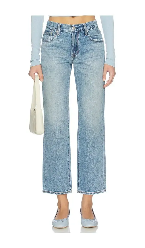 PISTOLA Issa Mid Rise Relaxed Ankle Straight Jeans In Blue