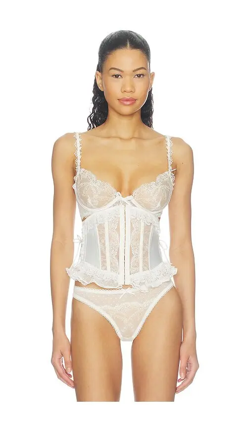 For Love & Lemons Chantilly Underbust Corset In Tan In Cream - Tan Brown