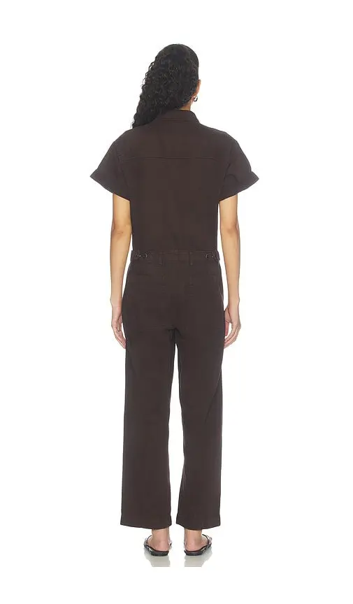 PISTOLA Cruz Short Sleeve Barrel Leg Jumpsuit In Brown