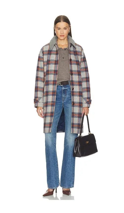 Veronica Beard Laurent Dickey Coat With Collar In Multi