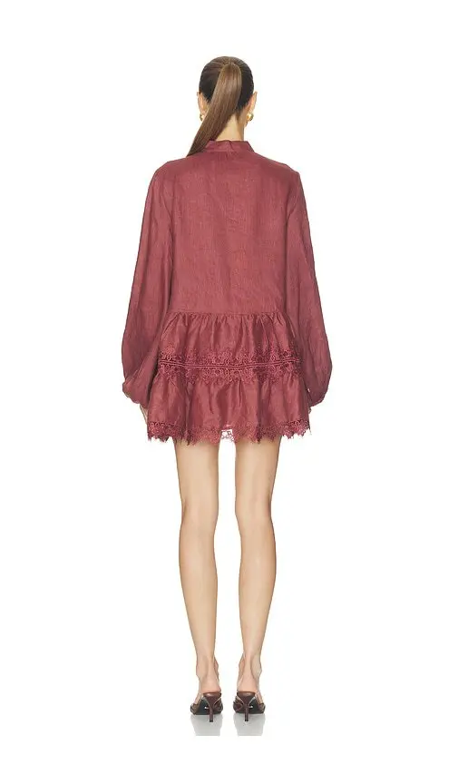 Bardot Antonia Lace Trim Mini Dress In Brown - Chestnut