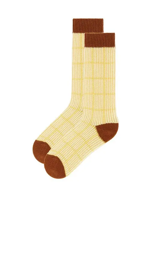Guest In Residence The Checker Soft Sock In Yellow - Butter Combo