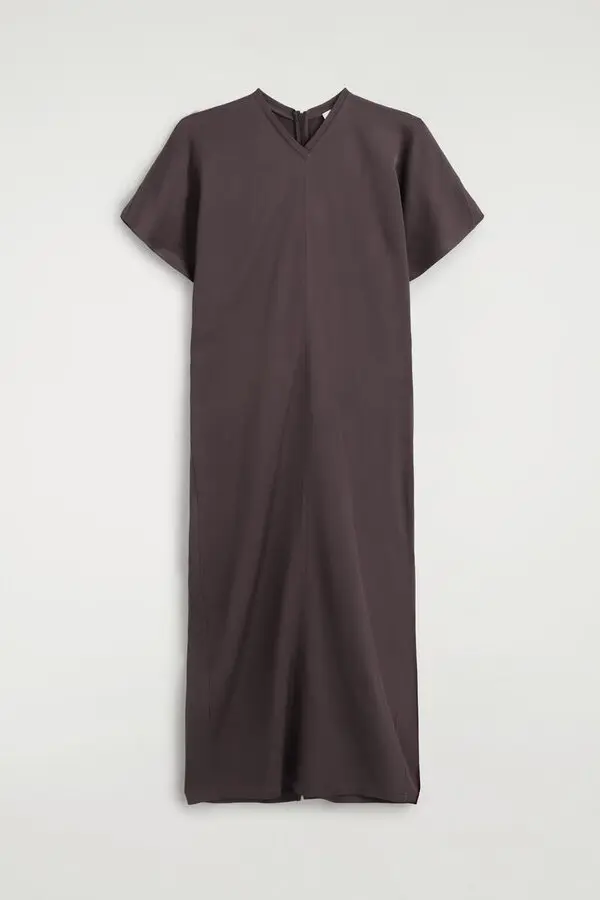 Cos Draped V-neck Crepe Midi Dress - Brown