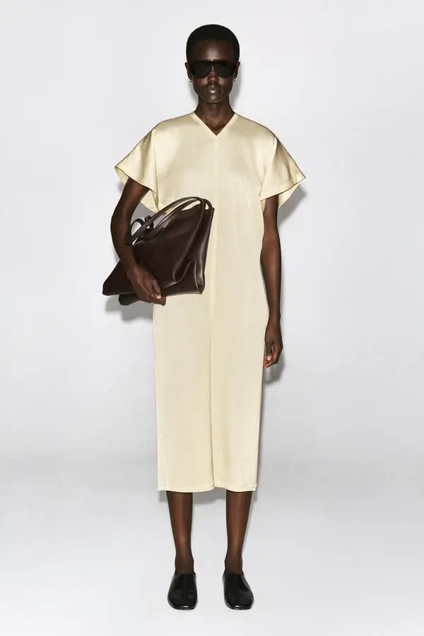 Cos Draped V-neck Crepe Midi Dress