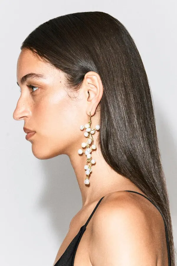 Cos Asymmetric Cascading Freshwater Pearl Earrings
