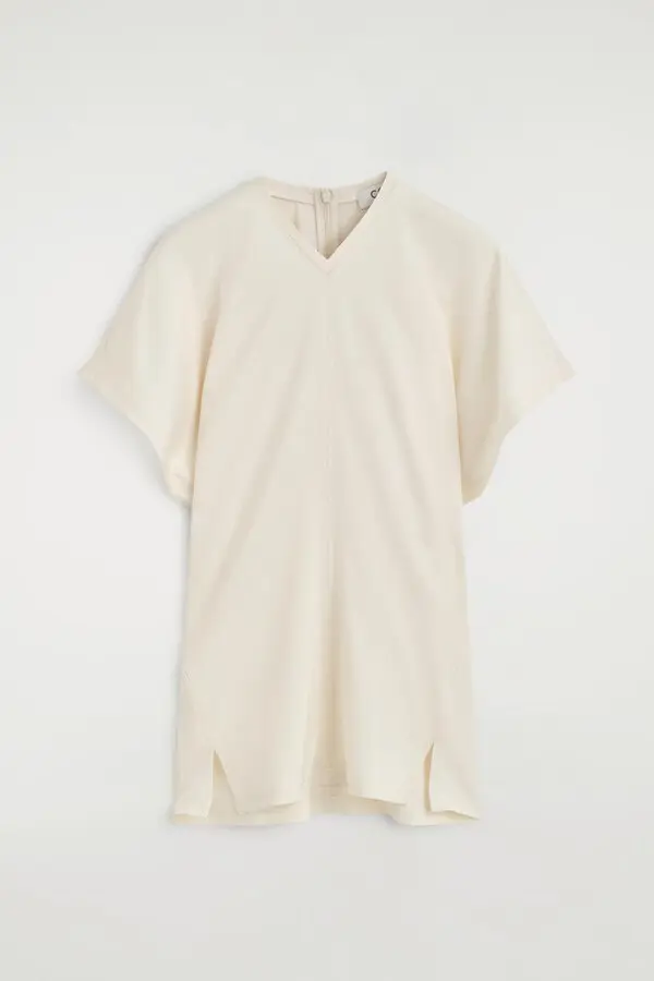 Cos Draped Crepe V-neck Top - White