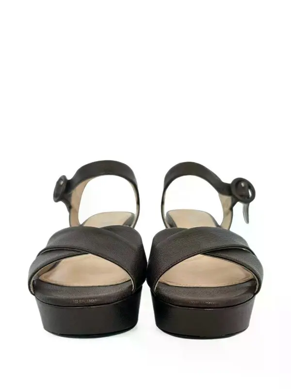 Prada 2020s Crisscross Block-heel Sandals - Brown