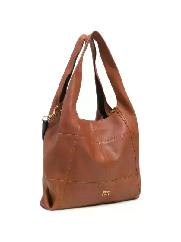 Bimba Y Lola Large Light Patchwork Leather Paper Bag - Brown