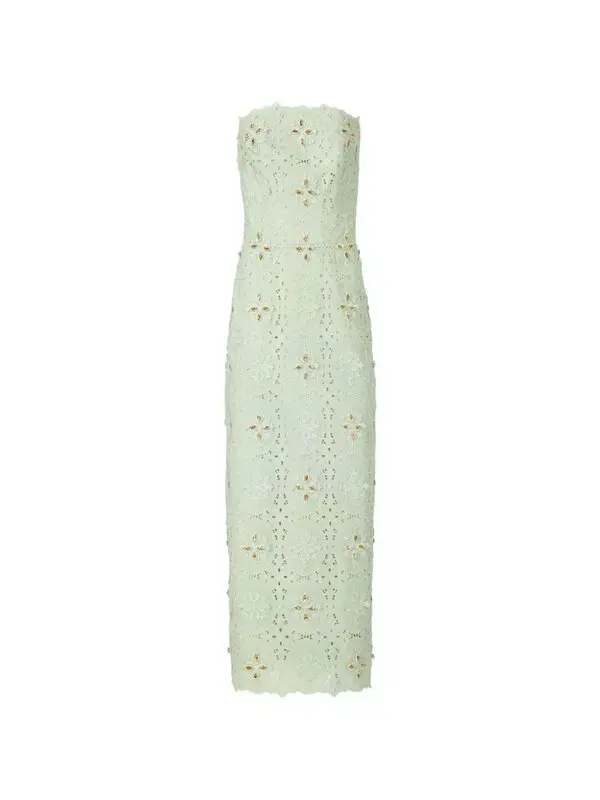 Costarellos Renelle Embroidered Lace Midi Dress - Green