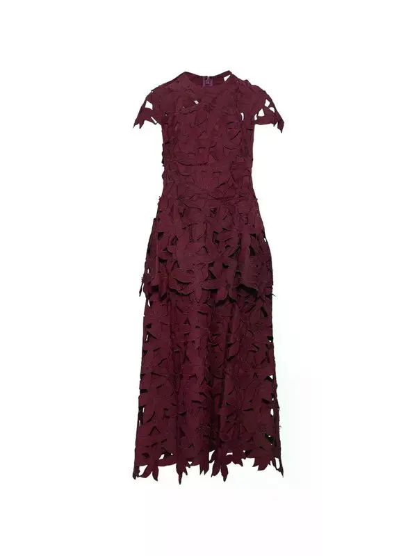 Simkhai Joanna Floral-cutout Layered Midi Dress - Red