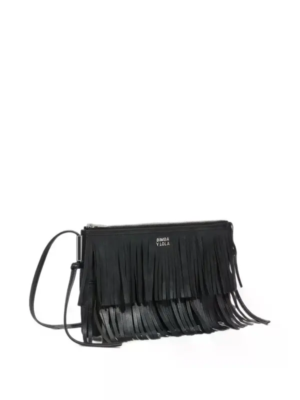 Bimba Y Lola Small Leather Fringed Clutch Bag