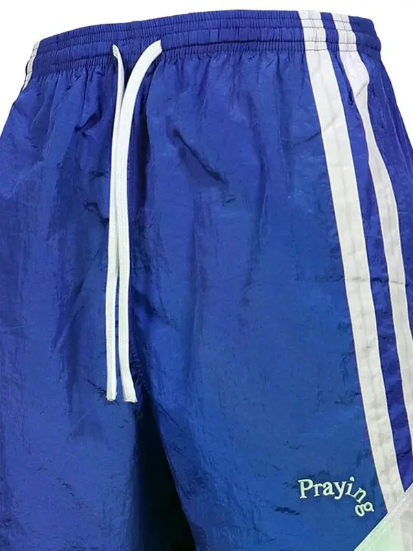 PRAYING Logo-print Side-stripe Shorts