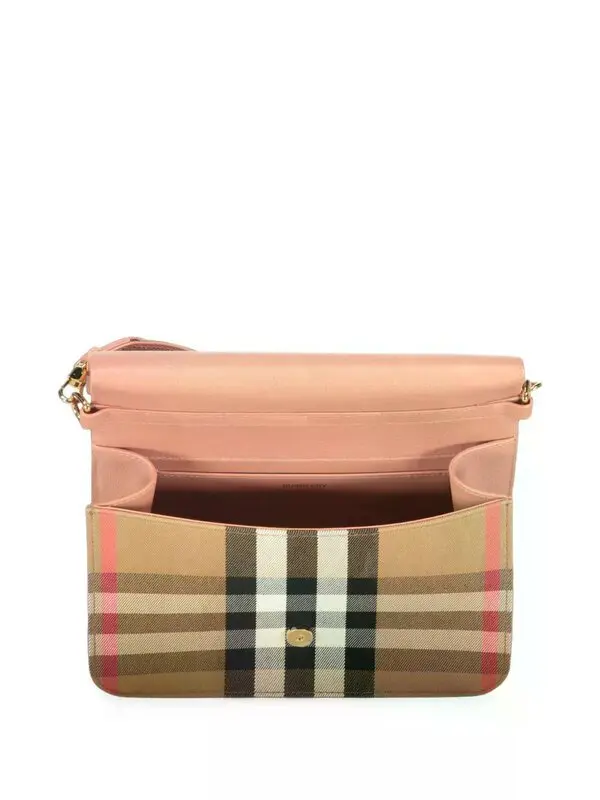 Burberry Mackford Check-pattern Leather Shoulder Bag - Pink