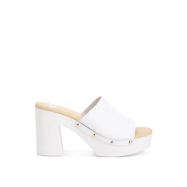 RAG & CO Drew Recycled Leather Block Heel Clogs In By