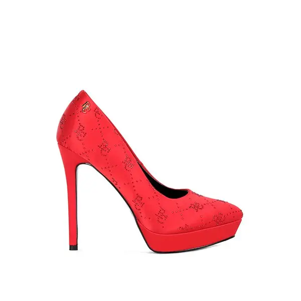 RAG & CO Ballard Monogram Satin Stiletto Pumps By