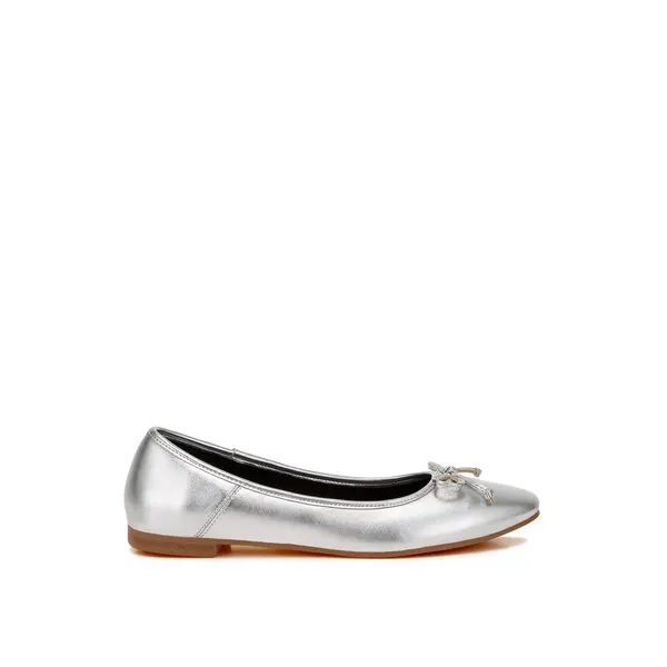 RAG & CO Ipara Bow Detail Metallic Ballerinas In By