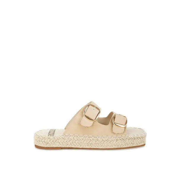 RAG & CO Neutrals Kuopa Genuine Soft Leather Espadrille Flatform Sandals In Beige By