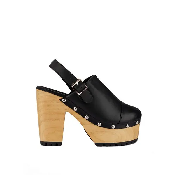 RAG & CO Alona Slingback High Block Heeled Clogs