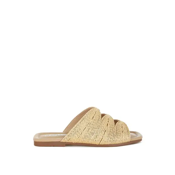 RAG & CO Neutrals Daisy Doe Raffia Square Toe Flats In By