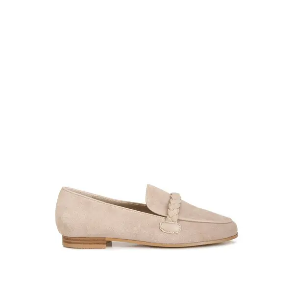 RAG & CO Neutrals Echo Suede Leather Braided Detail Loafers In Sand By