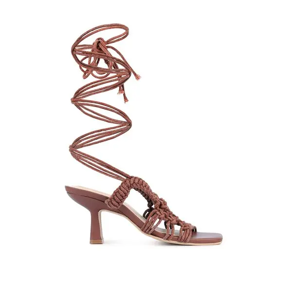RAG & CO Beroe Mocca Braided Handcrafted Lace Up Sandal By