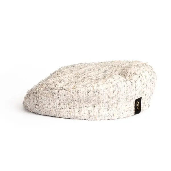 SIBI HATS Silver / White / Neutrals Diana New Tweed French Beret Hat - Silver/white