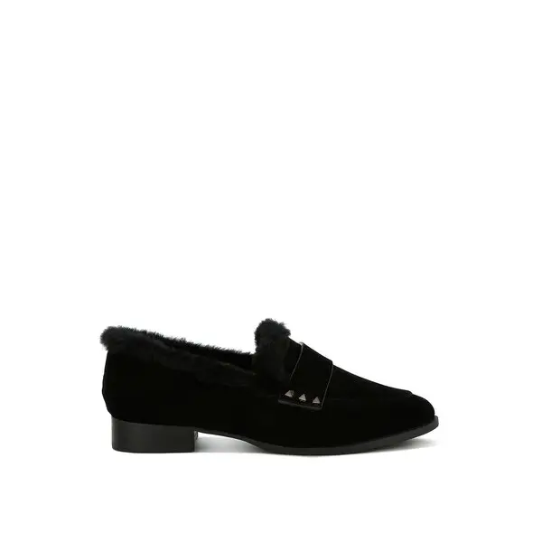 RAG & CO Allie Fur Trim Genuine Suede Loafers In By