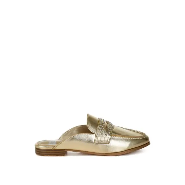 RAG & CO Adam Lane Stud Detail Metallic Pleather Mules By