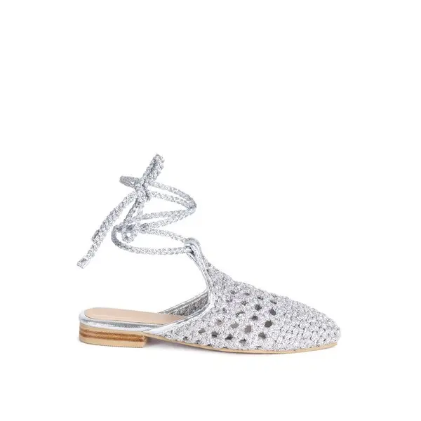 RAG & CO Bartsi Handwoven Tie Up Flat Mules By