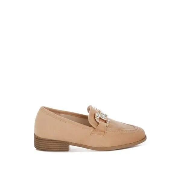 RAG & CO Neutrals Maestro Diamante Embellished Horsebit Loafers In By - Beige