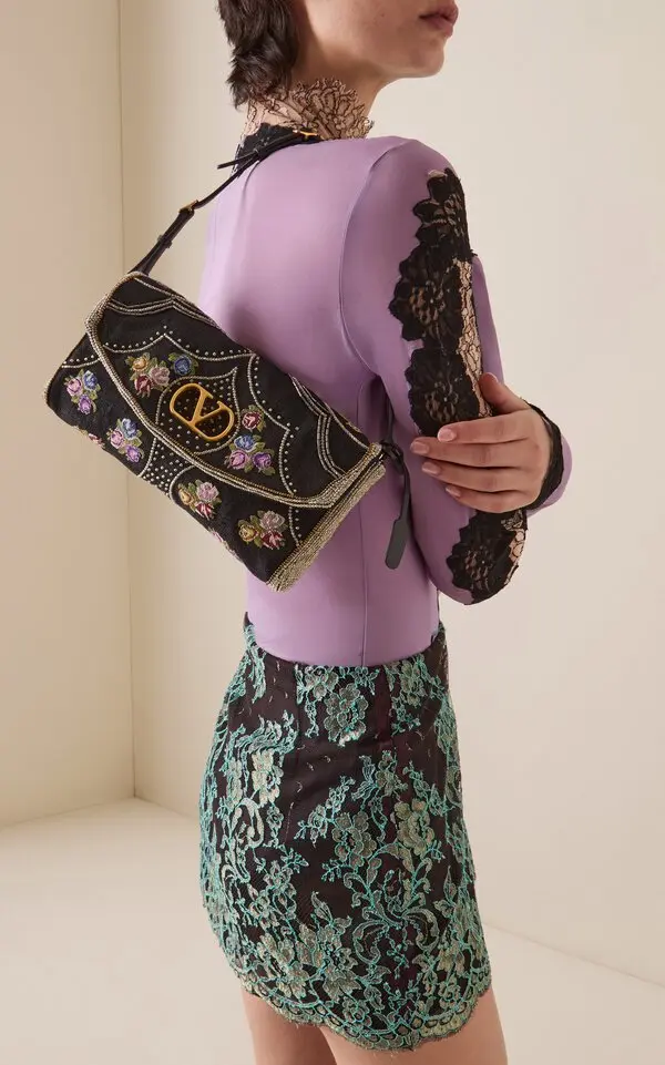 Valentino Garavani Devain Small Beaded Shoulder Bag