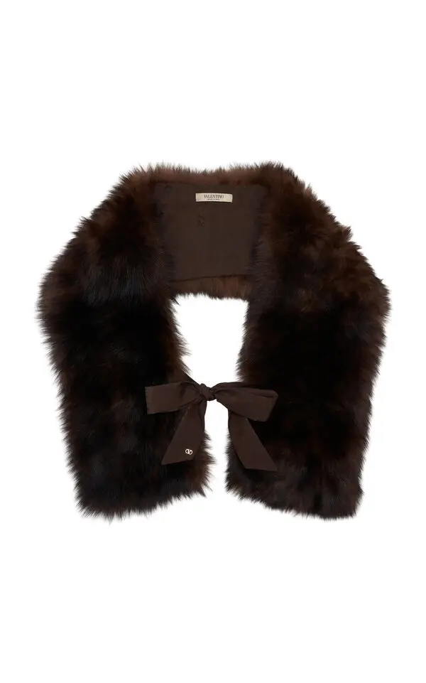 Valentino Garavani Feathers & Fur Stole - Brown