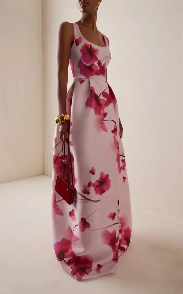 Monique Lhuillier Silk-blend Scoop-neck Sleeveless Ball Gown