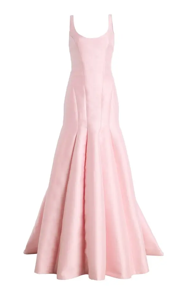 Monique Lhuillier Scoop Neck Trumpet Gown