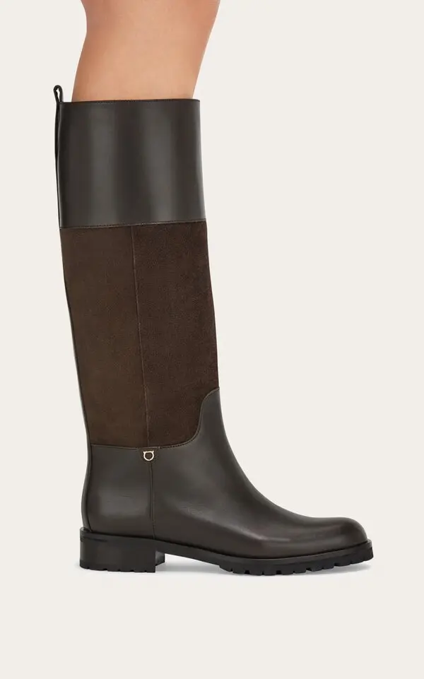 FERRAGAMO Ofely Calfskin Leather Knee Boots
